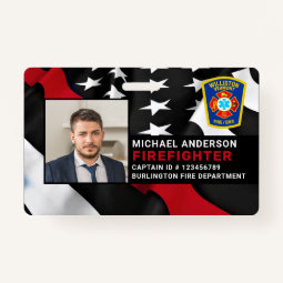 Fire Department Custom Photo Logo Firefighter ID Badge | Zazzle