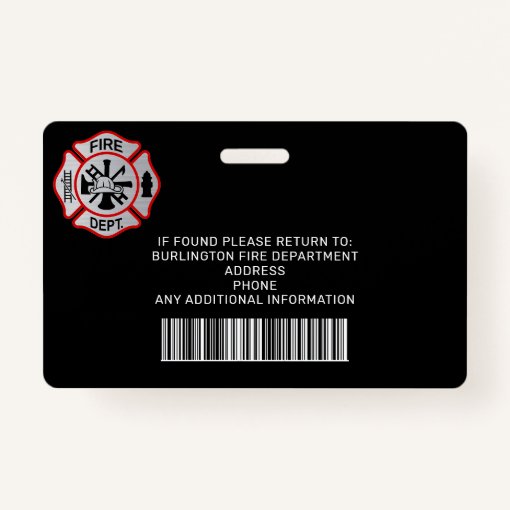 Fire Department Custom Photo Logo Firefighter ID Badge | Zazzle