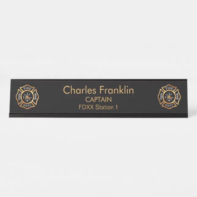 Fire Department Desk Name Plate | Zazzle