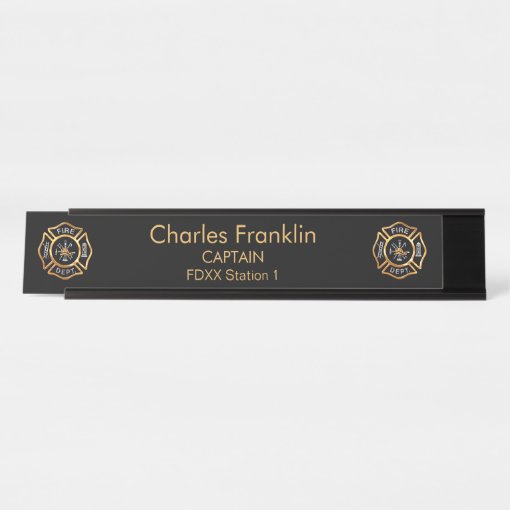 Fire Department Desk Name Plate | Zazzle
