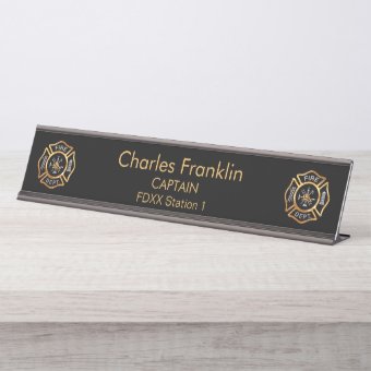 Fire Department Desk Name Plate | Zazzle