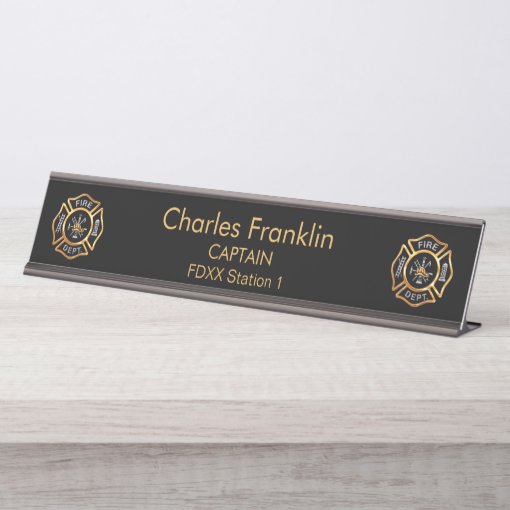Fire Department Desk Name Plate | Zazzle