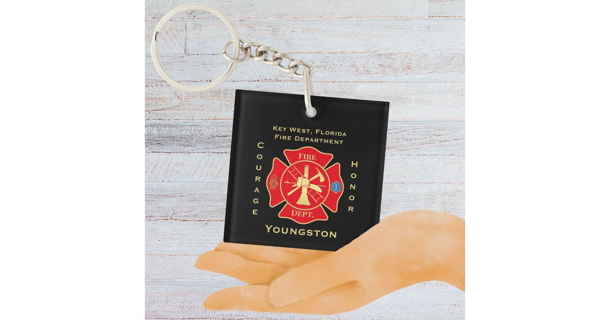 Fire Department Emblem Courage Honor Design Keychain | Zazzle