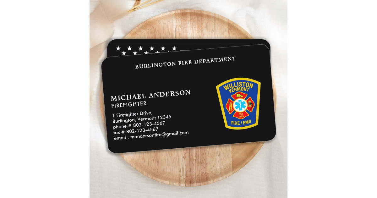 Fire Department Emblem Logo Red Line Firefighter Business Card | Zazzle