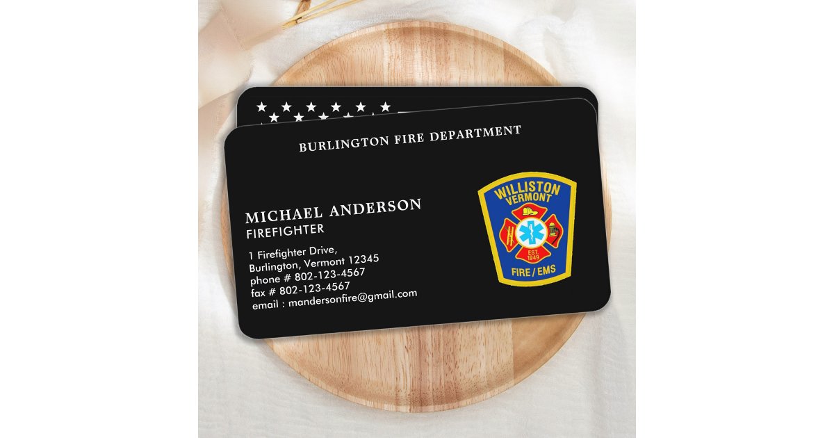 Fire Department Emblem Logo Red Line Firefighter Business Card | Zazzle
