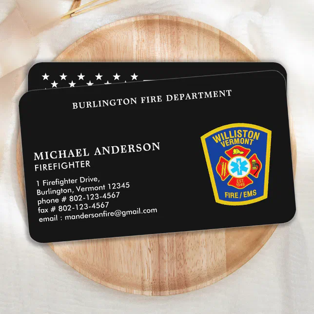 Fire Department Emblem Logo Red Line Firefighter Business Card | Zazzle