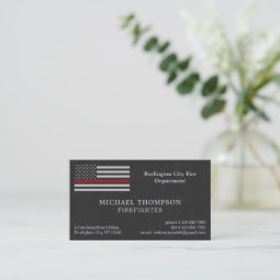 Fire Department Faux Leather Fireman Firefighter Business Card | Zazzle