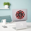 Fire Department Firefighter Badge Red Sticker | Zazzle