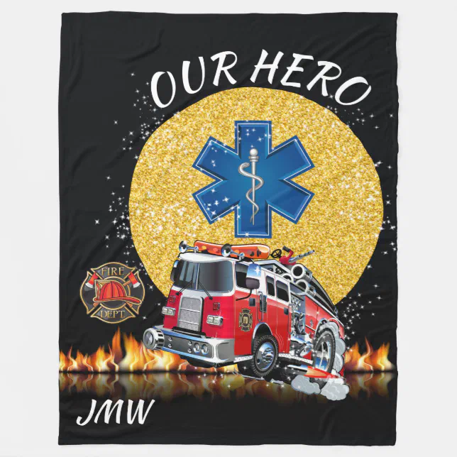 Fire Department Firefighter - EMS Fleece Blanket | Zazzle
