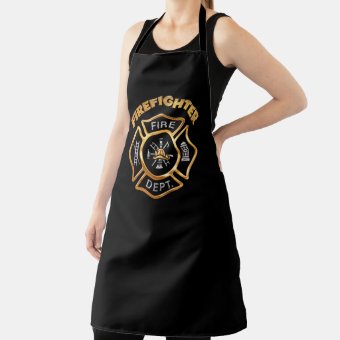 Fire Department Firefighter Gold Apron | Zazzle