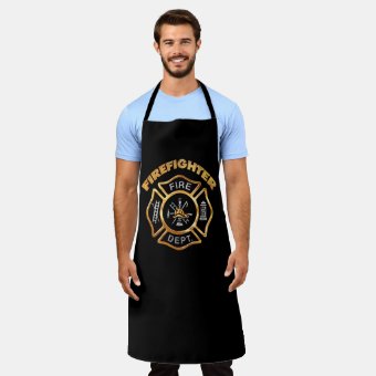 Fire Department Firefighter Gold Apron | Zazzle