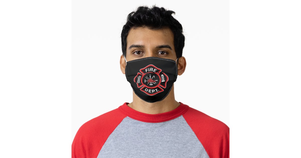 Fire Department Firefighter Red Adult Cloth Face Mask | Zazzle