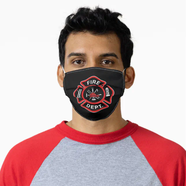 Fire Department Firefighter Red Adult Cloth Face Mask | Zazzle