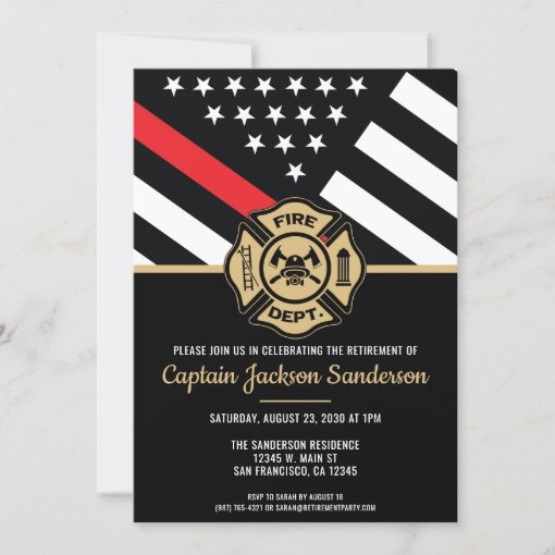 Fire Department Fireman Firefighter Retirement Invitation | Zazzle
