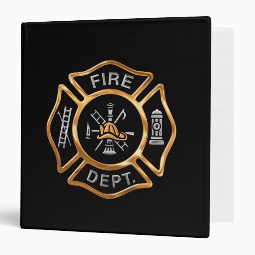 Fire Department Gold Badge 3 Ring Binder | Zazzle