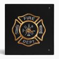 Fire Department Gold Badge 3 Ring Binder | Zazzle