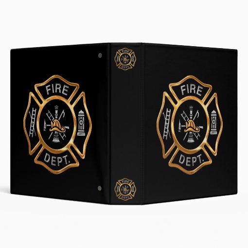 Fire Department Gold Badge 3 Ring Binder | Zazzle