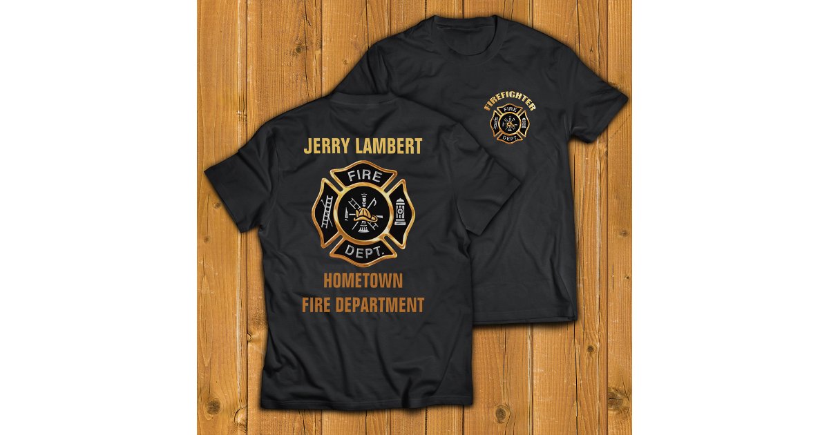 Fire Department Gold Badge Custom T-Shirt | Zazzle