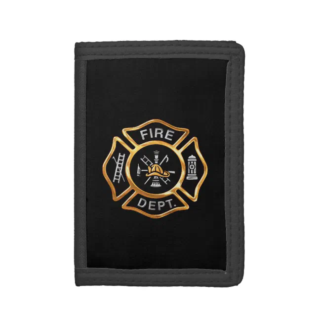 Fire Department Gold Badge Tri-fold Wallet | Zazzle