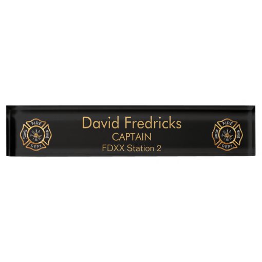 Fire Department Gold Desk Name Plate | Zazzle