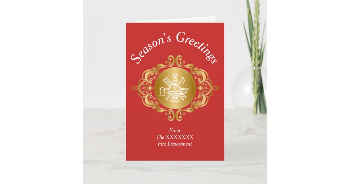 Fire Department Icon Customize Christmas Card | Zazzle