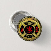 Fire Department logo Black And Gold Badge Button | Zazzle