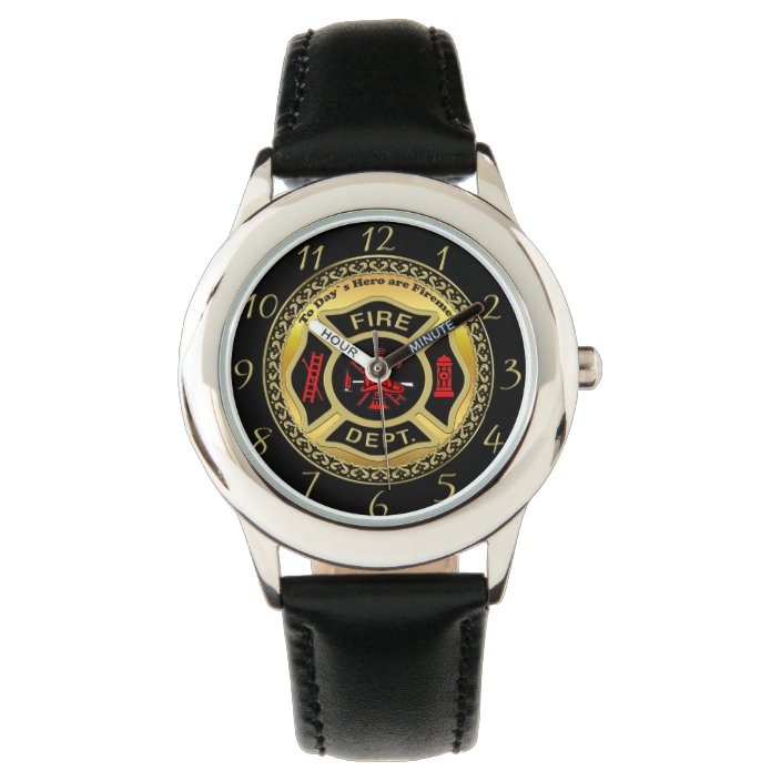 Fire Department logo Black And Gold Badge Watch | Zazzle.com