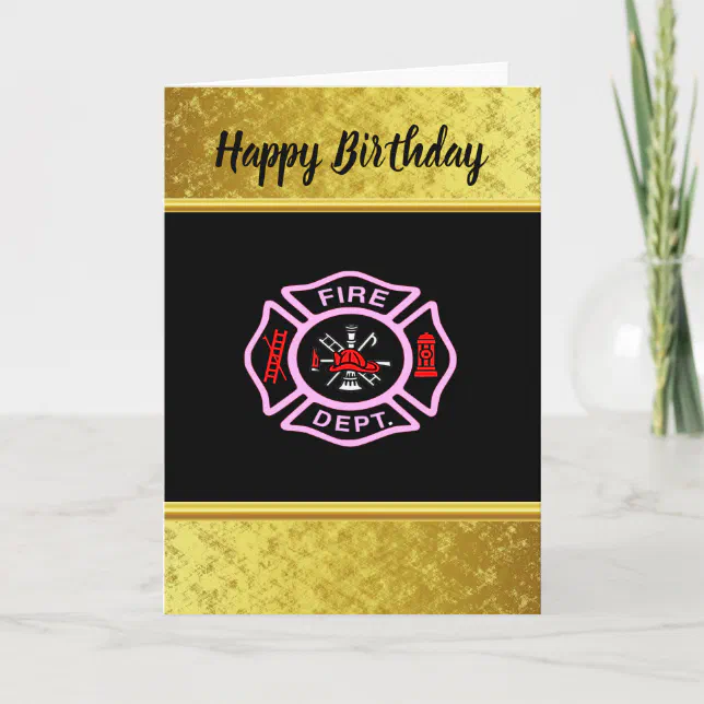 Fire Department logo Black And Pink Badge Card | Zazzle