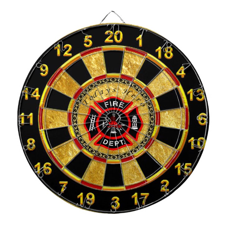 Fire Department logo Black And Red Badge Dart Board | Zazzle