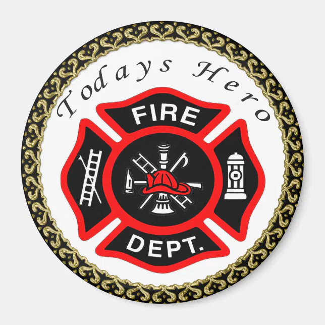 Fire Department logo Black And Red Badge Magnet | Zazzle
