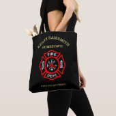 Fire Department logo Black And Red Badge Tote Bag | Zazzle
