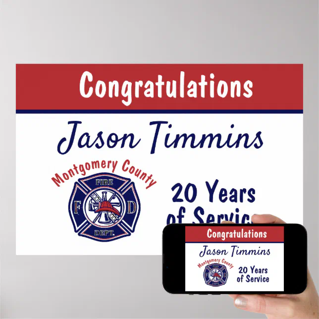Fire Department Logo Custom Congratulations Poster | Zazzle