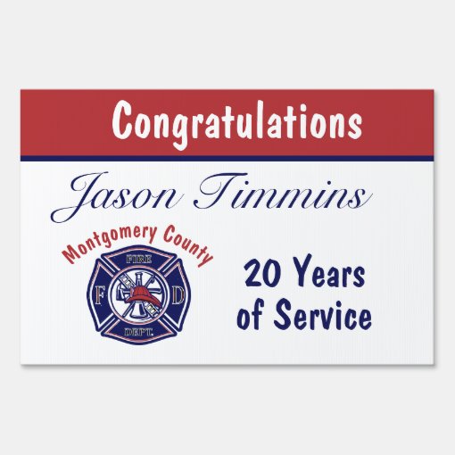 Fire Department Logo Custom Congratulations Sign | Zazzle