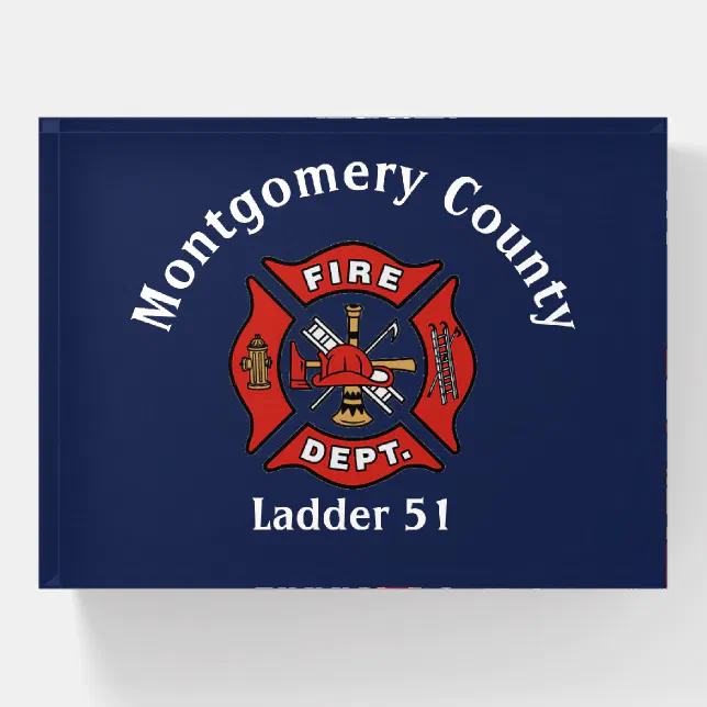 Fire Department Logo Custom Paperweight | Zazzle
