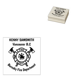 Fire Department logo Gold And Back Badge Rubber Stamp | Zazzle