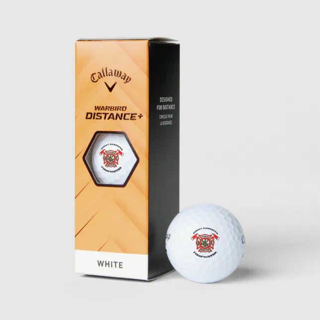 Fire Department logo Gold And Red Badge Golf Balls | Zazzle
