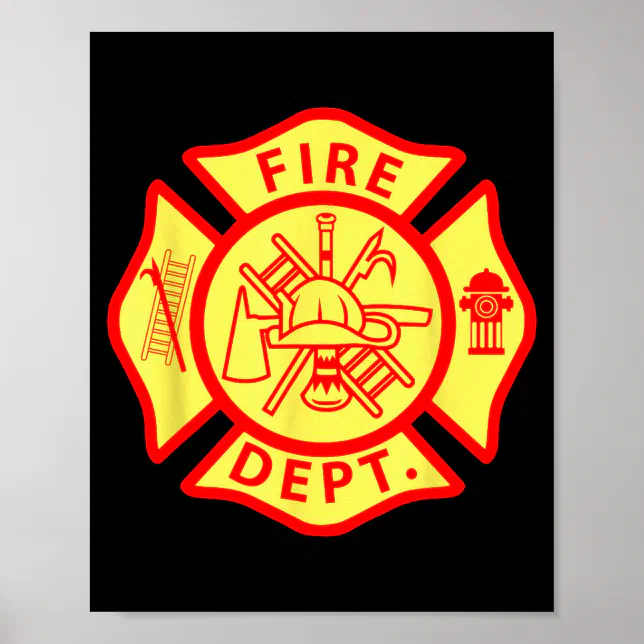 Fire Department Logo Uniform Fireman Symbol Firefi Poster | Zazzle