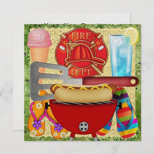 Fire Department Party - BBQ - SRF Invitation | Zazzle