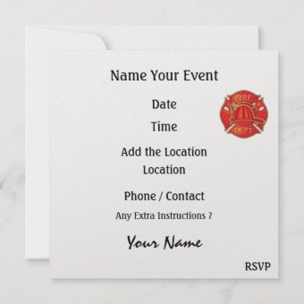 Fire Department Party - BBQ - SRF Invitation | Zazzle