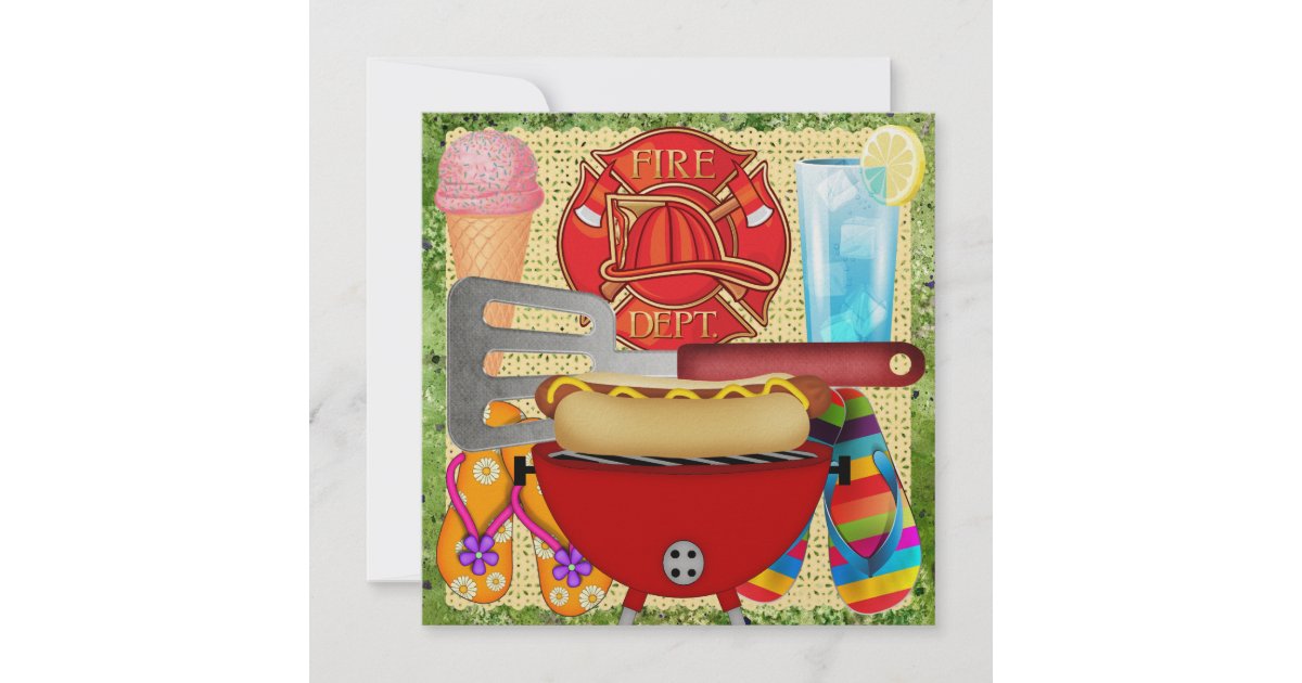 Fire Department Party - BBQ - SRF Invitation | Zazzle