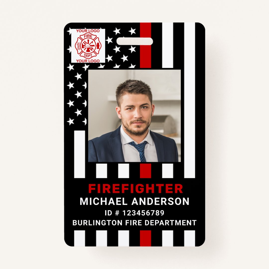 Fire Department Personalized Photo Firefighter ID Badge | Zazzle