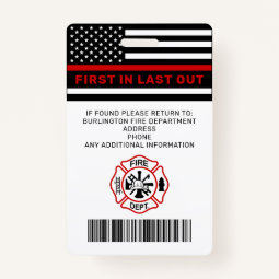 Fire Department Personalized Photo Firefighter ID Badge | Zazzle