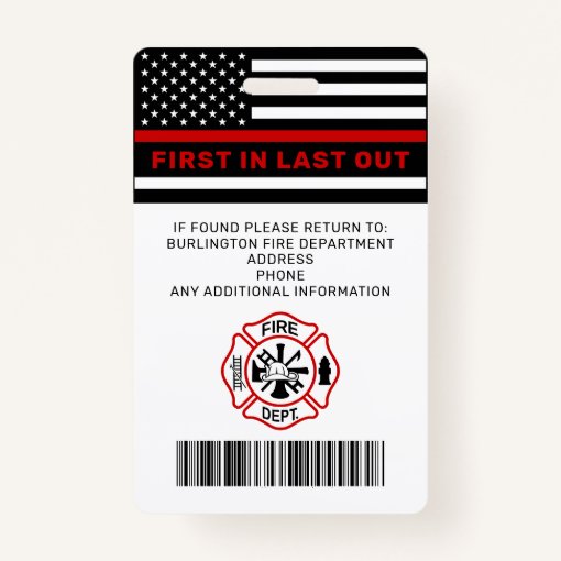 Fire Department Personalized Photo Firefighter ID Badge | Zazzle