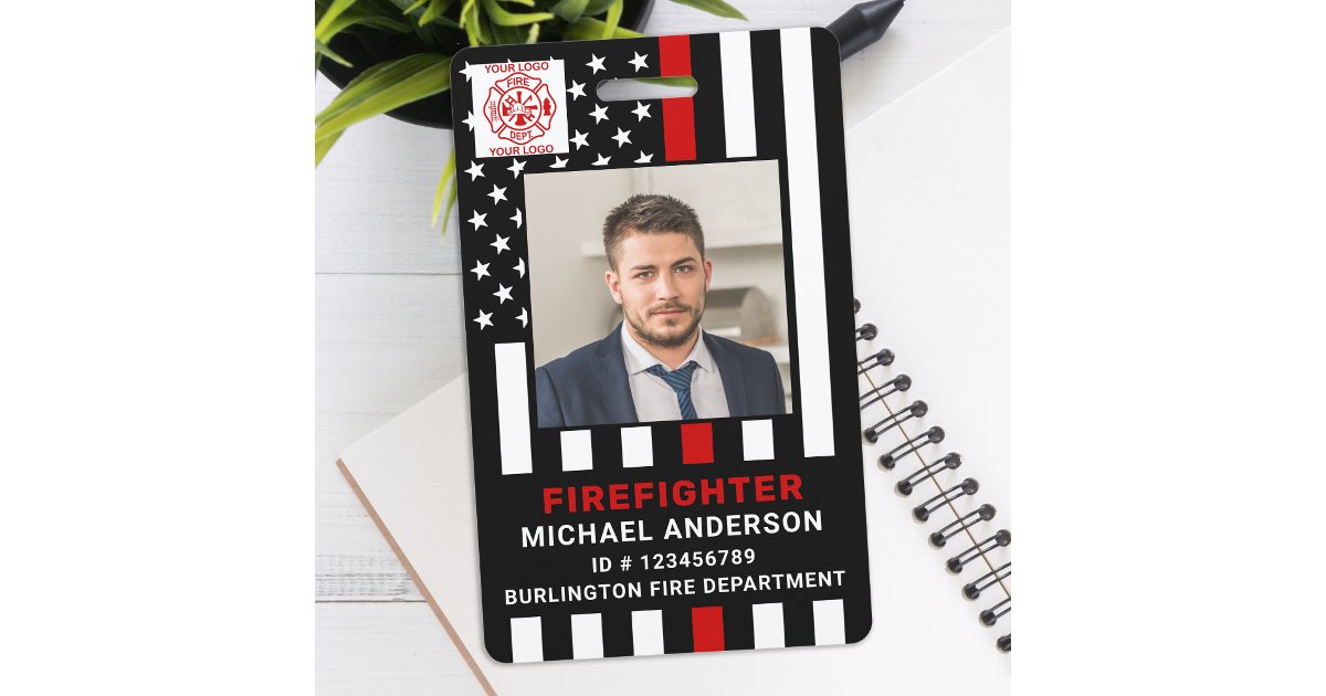 Fire Department Personalized Photo Firefighter ID Badge | Zazzle