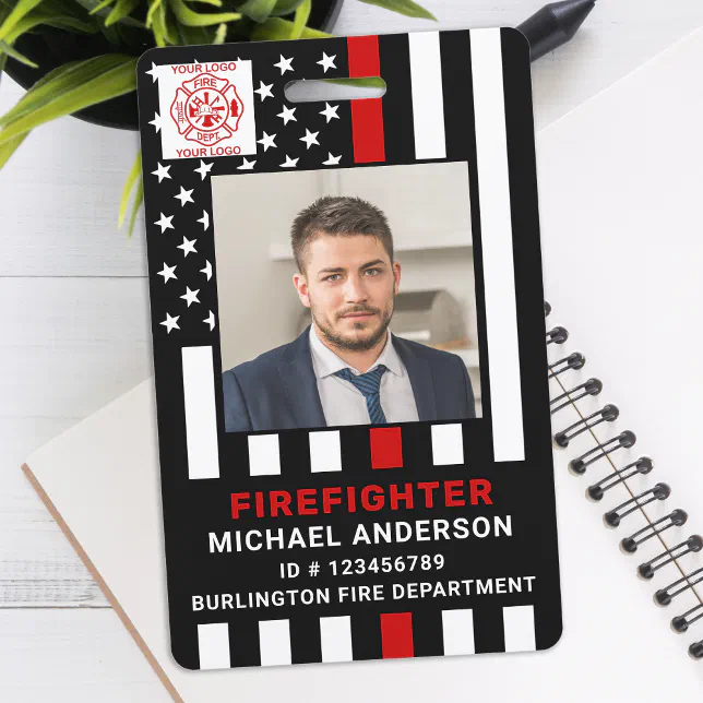 Fire Department Personalized Photo Firefighter ID Badge | Zazzle