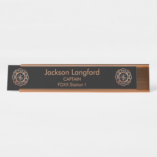 Fire Department Rose Gold Desk Name Plate | Zazzle