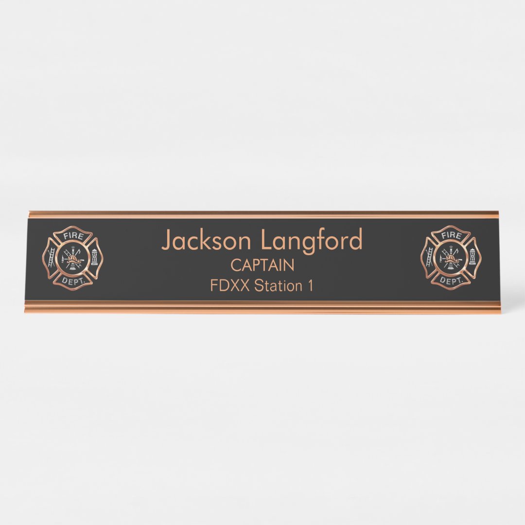 Fire Department Rose Gold Desk Name Plate | Zazzle