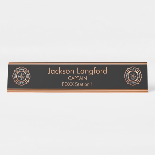 Fire Department Rose Gold Desk Name Plate | Zazzle.com