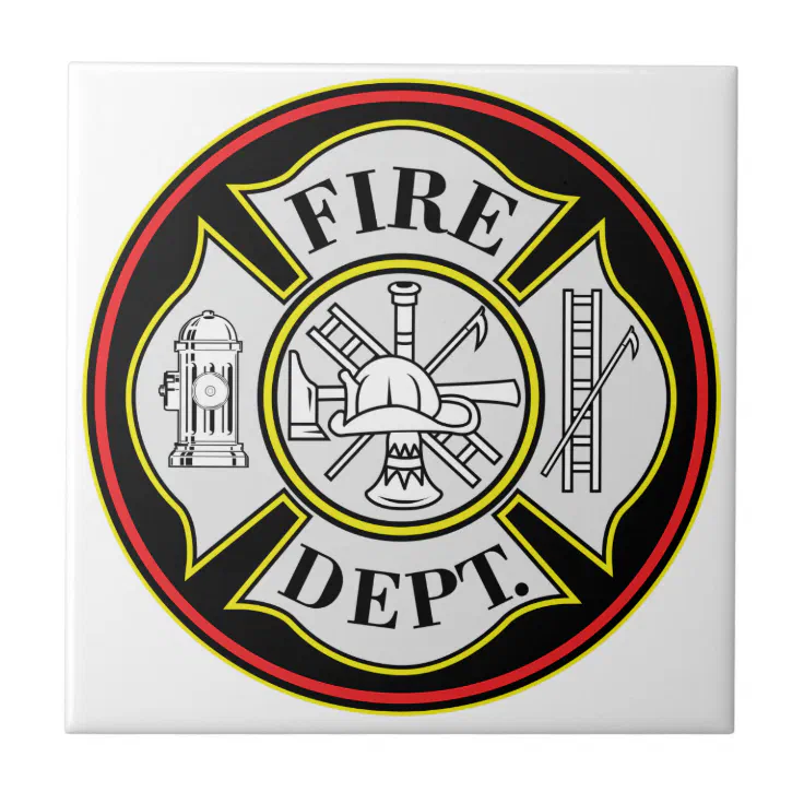 Fire Department Round Badge Ceramic Tile | Zazzle