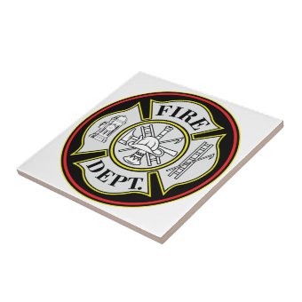 Fire Department Round Badge Ceramic Tile | Zazzle